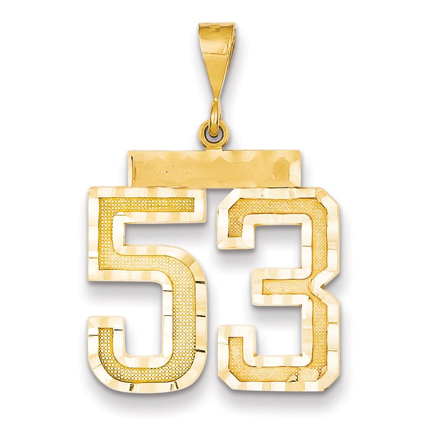 14k Yellow Gold Diamond Cut Texture Finish Large Size Number 53 Charm ...